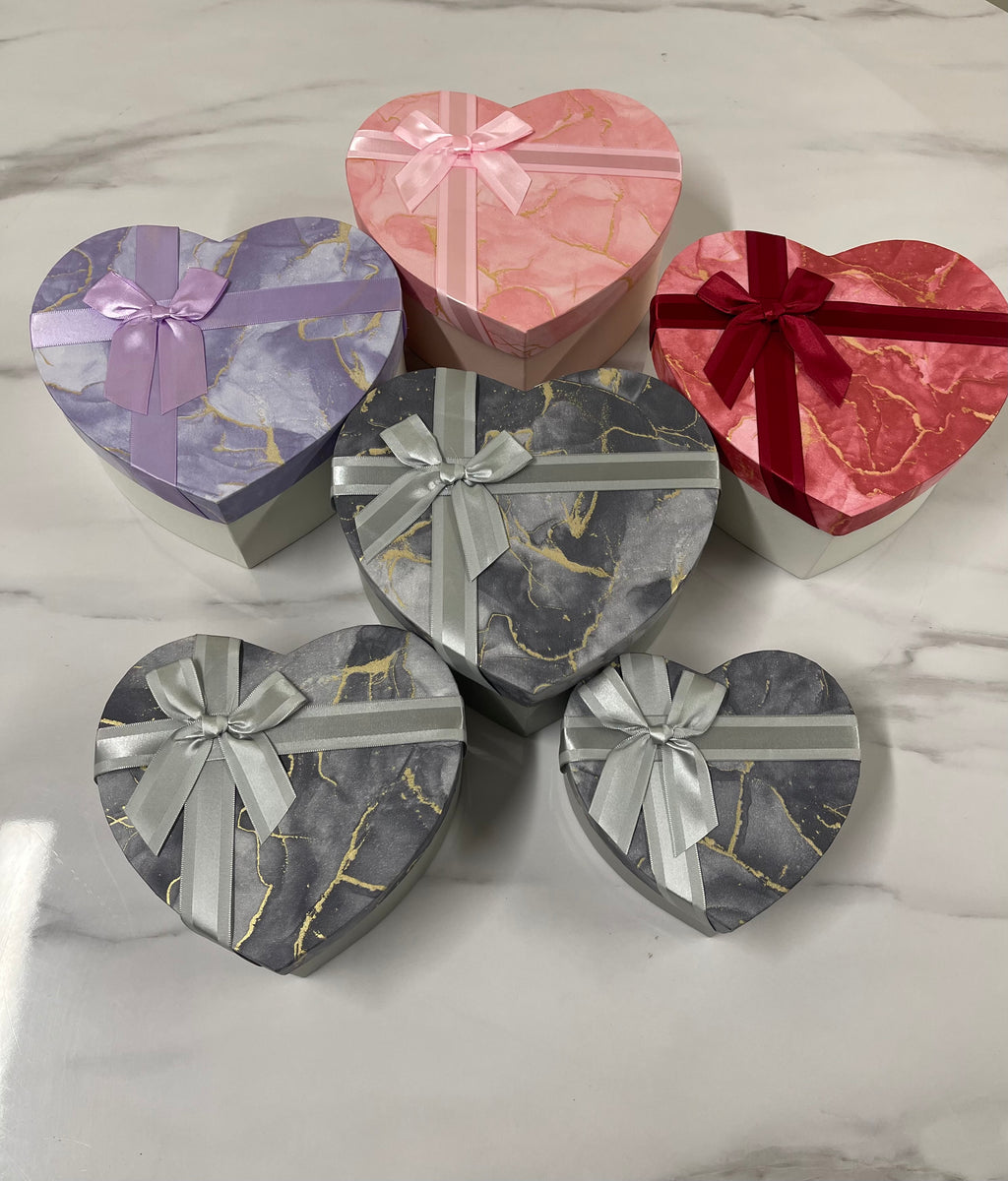 Fillable Marble Effect Heart Gift Boxes - Set of 3 – Sweet Treats Packaging