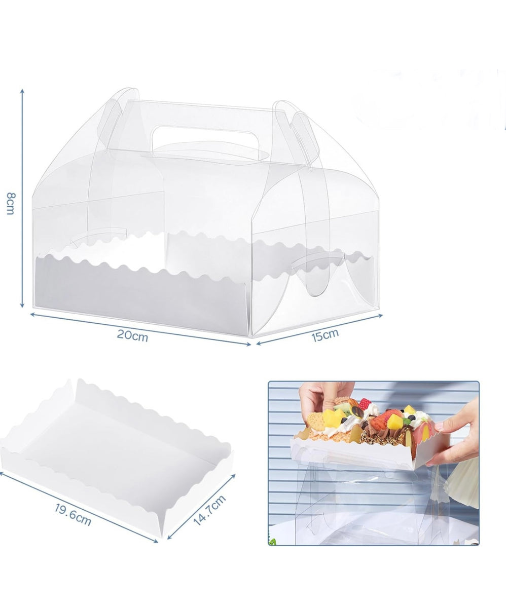 Clear Cake Box With Handle - 20x15x8cm – Sweet Treats Packaging