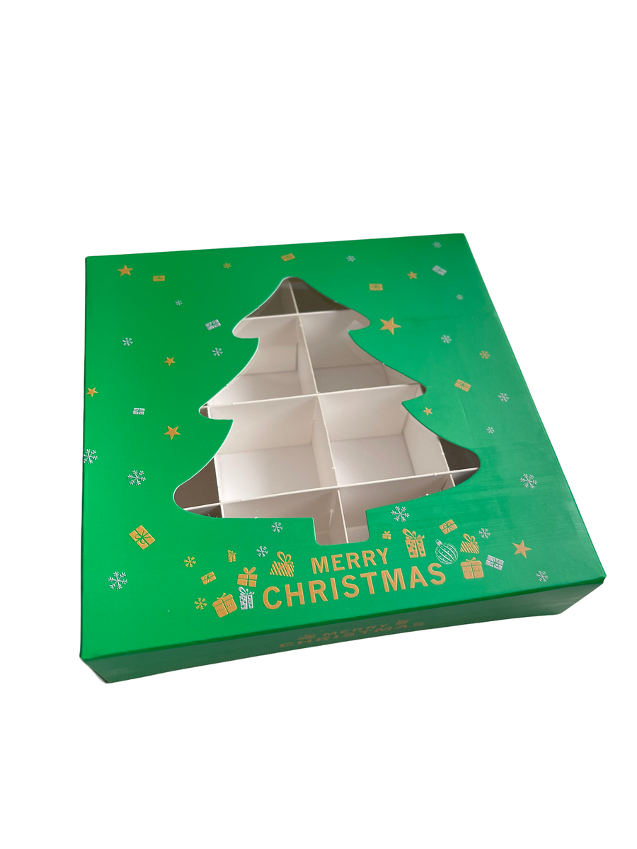 Green Christmas Tree Window Shape Box With Inserts – 15x15x3.5cm ...