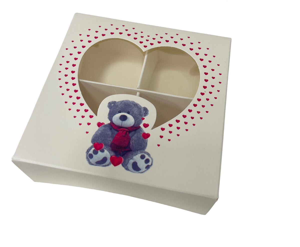 Teddy window Boxes with inserts- 10x10x3.5cm – Sweet Treats Packaging
